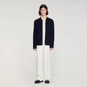 Sandro Zipped Viscose Knit Cardigan - Black