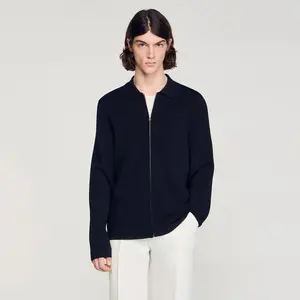 Sandro Zipped Viscose Knit Cardigan - Black