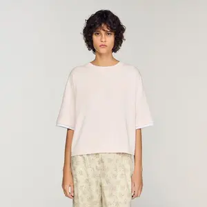 Sandro Embroidered Logo T-shirt - Light Pink