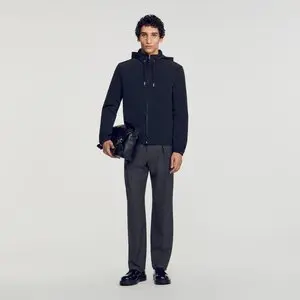 Sandro Hooded Zip-up Jacket - Black