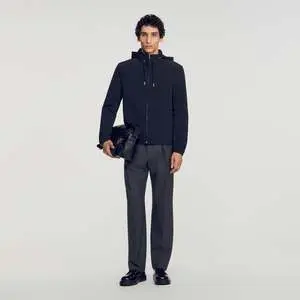 Sandro Hooded Zip-up Jacket - Black