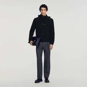 Sandro Hooded Zip-up Jacket - Black