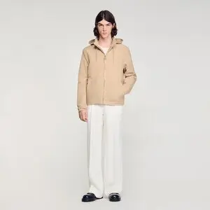 Sandro Hooded Zip-up Jacket - Sand