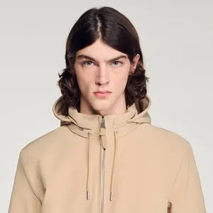 Sandro Hooded Zip-up Jacket - Sand