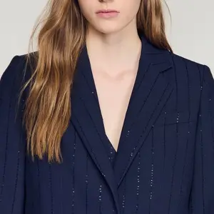 Sandro Striped Sequin Tailored Jacket