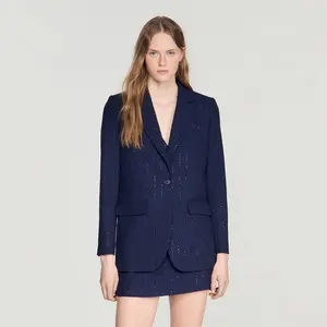 Sandro Striped Sequin Tailored Jacket