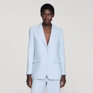 Sandro Striped Sequin Tailored Jacket - Sky Blue