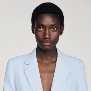 Sandro Striped Sequinned Suit Jacket - Sky Blue