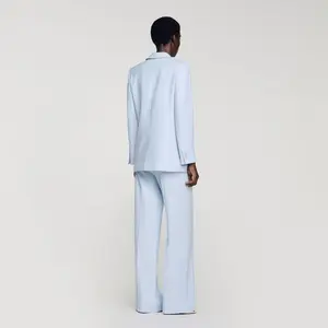 Sandro Striped Sequinned Suit Jacket - Sky Blue