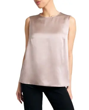 Santorelli Demi Silk Charmeuse Sleeveless Top - Dusty Mauve