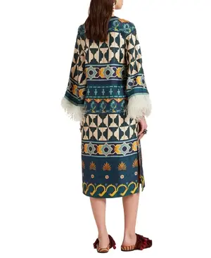 La DoubleJ Placee Kaftan With Feathers - Casareale Emerald