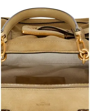 Balmain Suede Anthem Bag - Beige
