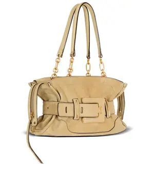 Balmain Suede Anthem Bag - Beige