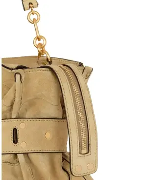 Balmain Suede Anthem Bag - Beige