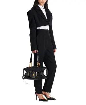 Balmain Calfskin Leather Anthem Bag - Black