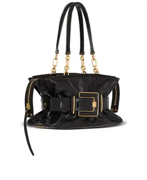 Balmain Calfskin Leather Anthem Bag - Black