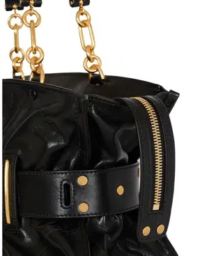 Balmain Calfskin Leather Anthem Bag - Black