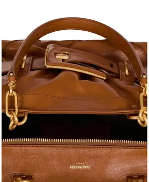 Balmain Calfskin Leather Anthem Bag - Brown