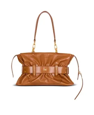 Balmain Calfskin Leather Anthem Bag - Brown