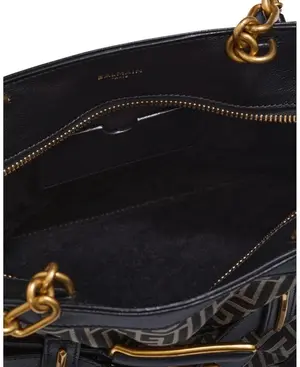 Balmain Leather And Monogram Jacquard Anthem Bag