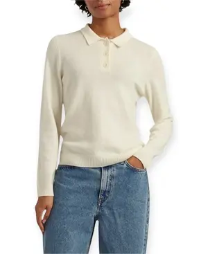 Chinti & Parker Wool Cashmere Polo Sweater - Cream