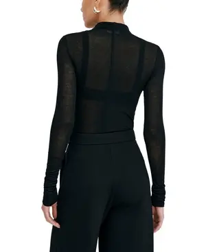 MARCELLA Alicia Sheer Turtleneck Top