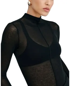 MARCELLA Alicia Sheer Turtleneck Top