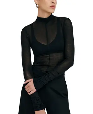 MARCELLA Alicia Sheer Turtleneck Top