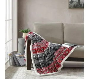 Eddie Bauer Classic Fair Isle Black Plush-fleec E 50x60 Throw