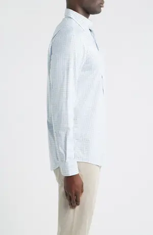 Johnnie-o Briney Tattersall Check Everyday Performance Button-up Shirt - Lapis