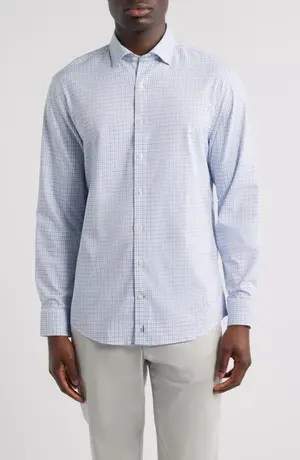Johnnie-o Briney Tattersall Check Everyday Performance Button-up Shirt - Thistle
