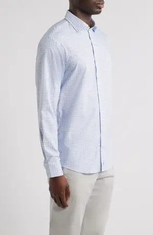 Johnnie-o Briney Tattersall Check Everyday Performance Button-up Shirt - Thistle