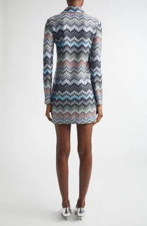 Missoni Snakeskin Pattern Chevron Long Sleeve Polo Minidress