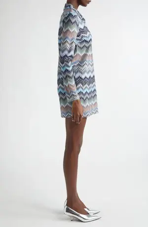 Missoni Snakeskin Pattern Chevron Long Sleeve Polo Minidress
