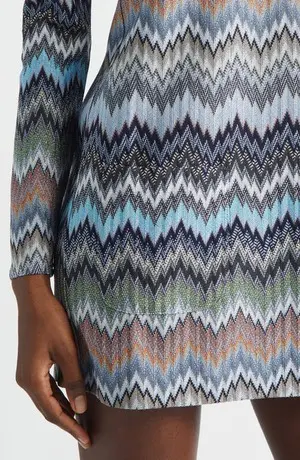 Missoni Snakeskin Pattern Chevron Long Sleeve Polo Minidress