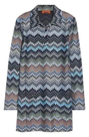 Missoni Snakeskin Pattern Chevron Long Sleeve Polo Minidress