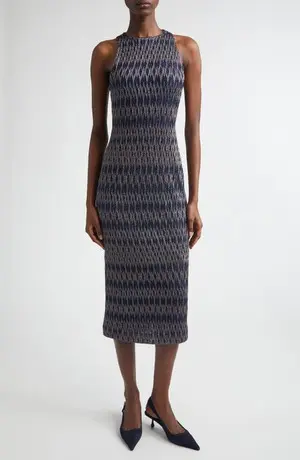 Missoni 3d Diamond Pattern Lamé Midi Dress