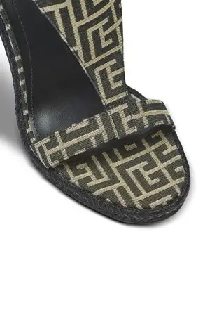 Balmain Anthem Monogram Jacquard Wedge Espadrilles - Black