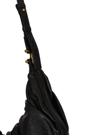 Balmain Ebène Hobo Bag In Calfskin Leather - Black