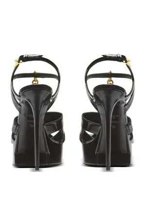 Balmain Patent Lambskin Platform Stiletto Sandals - Black