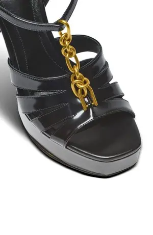 Balmain Patent Lambskin Platform Stiletto Sandals - Black