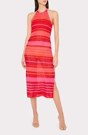 MILLY Variegated Stripe Cover-up Dress - Pink Multi
