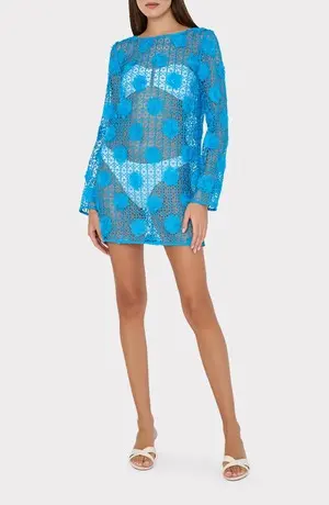 MILLY 3d Knit Mesh Cover-up Dress - Blue