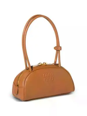Miu Miu Small Beau Embossed-logo Leather Shoulder Bag - Brown