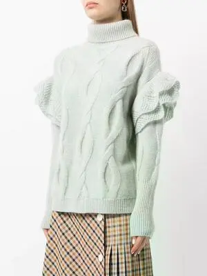 ONEFIFTEEN X Beyond The Radar Cable Knit Jumper With Ruffled Detailing