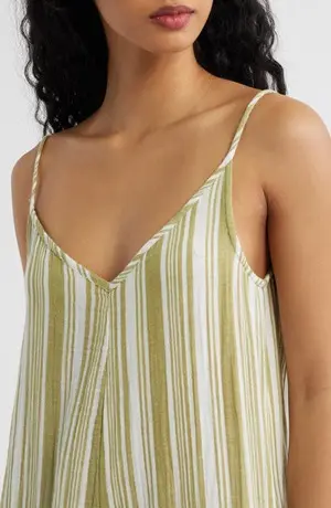 Rip Curl Striped Wide Leg Jumpsuit - Olive