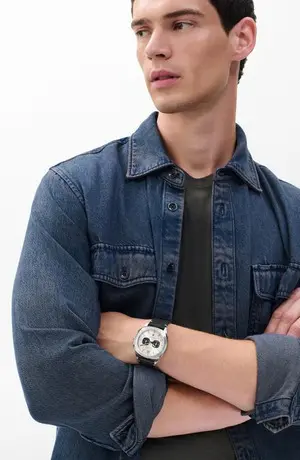 Rag & Bone Bleeker Chronograph Leather Strap Watch - Black