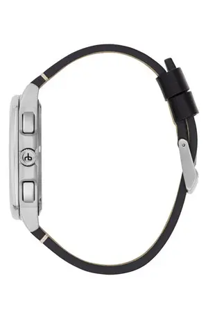 Rag & Bone Bleeker Chronograph Leather Strap Watch - Black