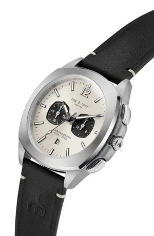 Rag & Bone Bleeker Chronograph Leather Strap Watch - Black