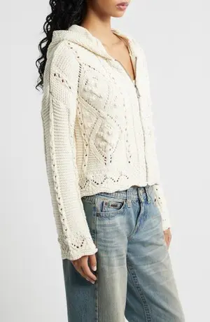 BDG URBAN OUTFITTERS Crochet Zip-front Hoodie